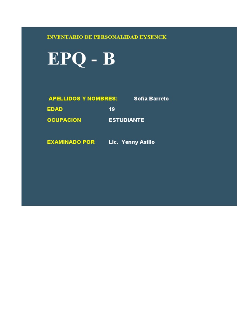 Eysenck B - Epi - Taller 1 | PDF