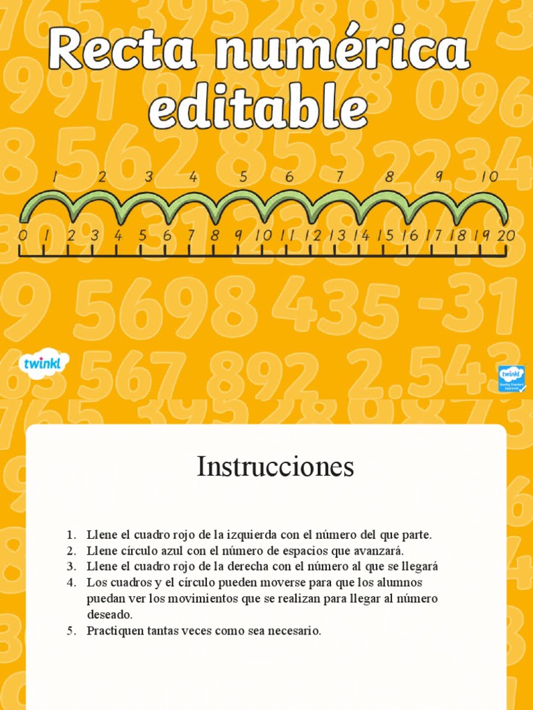 Recta Numérica Editable para Práctica | PDF