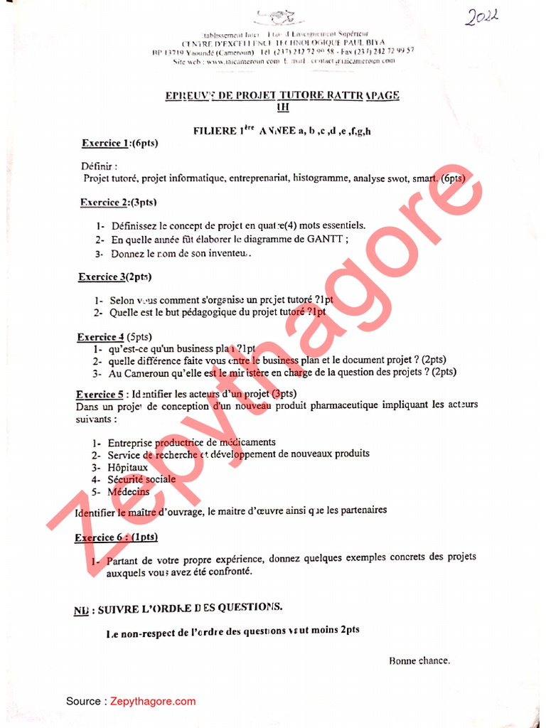 IAI-Cameroun-NIVEAU I-Génie Logiciel Et Systèmes.R-Projet Tutore-Rattrapage-1682246055889 | PDF