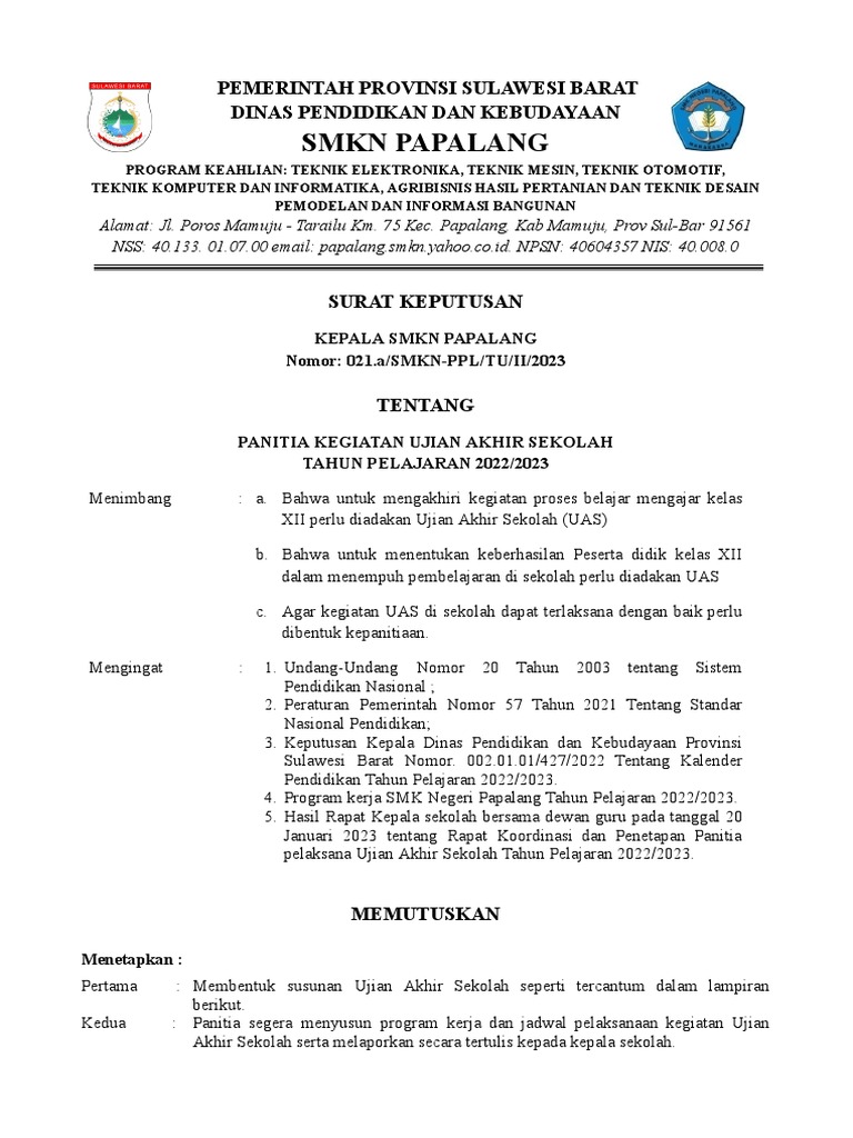 SK Kepanitiaan Us Lengkap | PDF