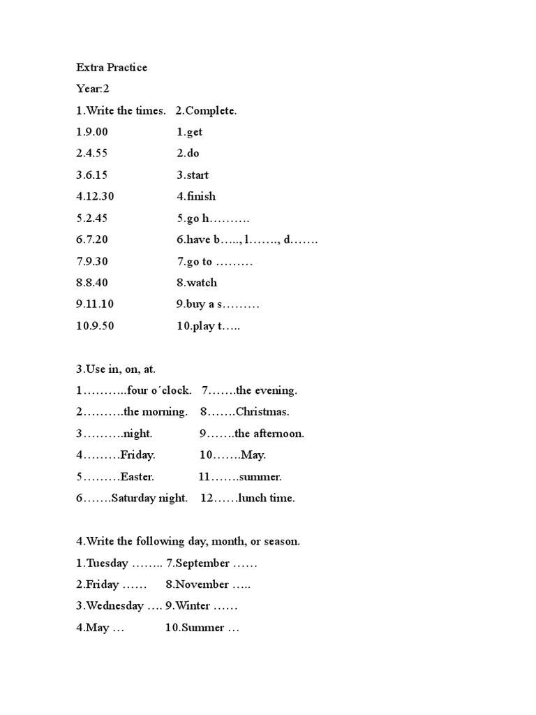 Daily Routine and Time Practice Worksheet | PDF | Cooking, Food & Wine ...