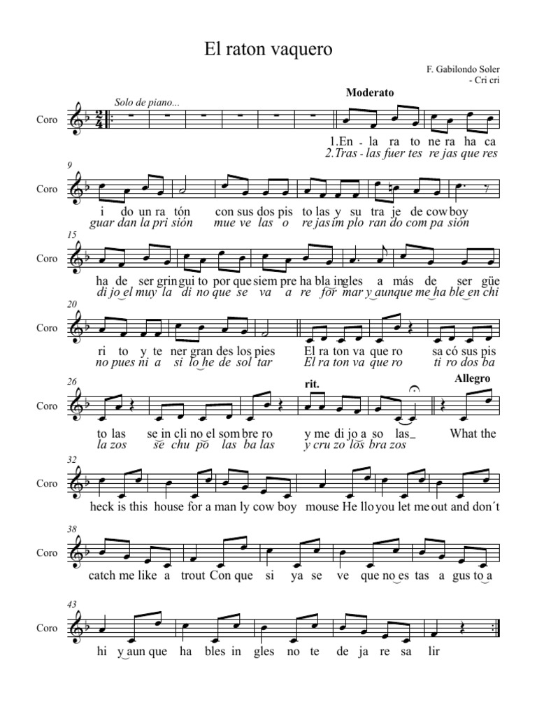 El raton vaquero - Partitura | PDF