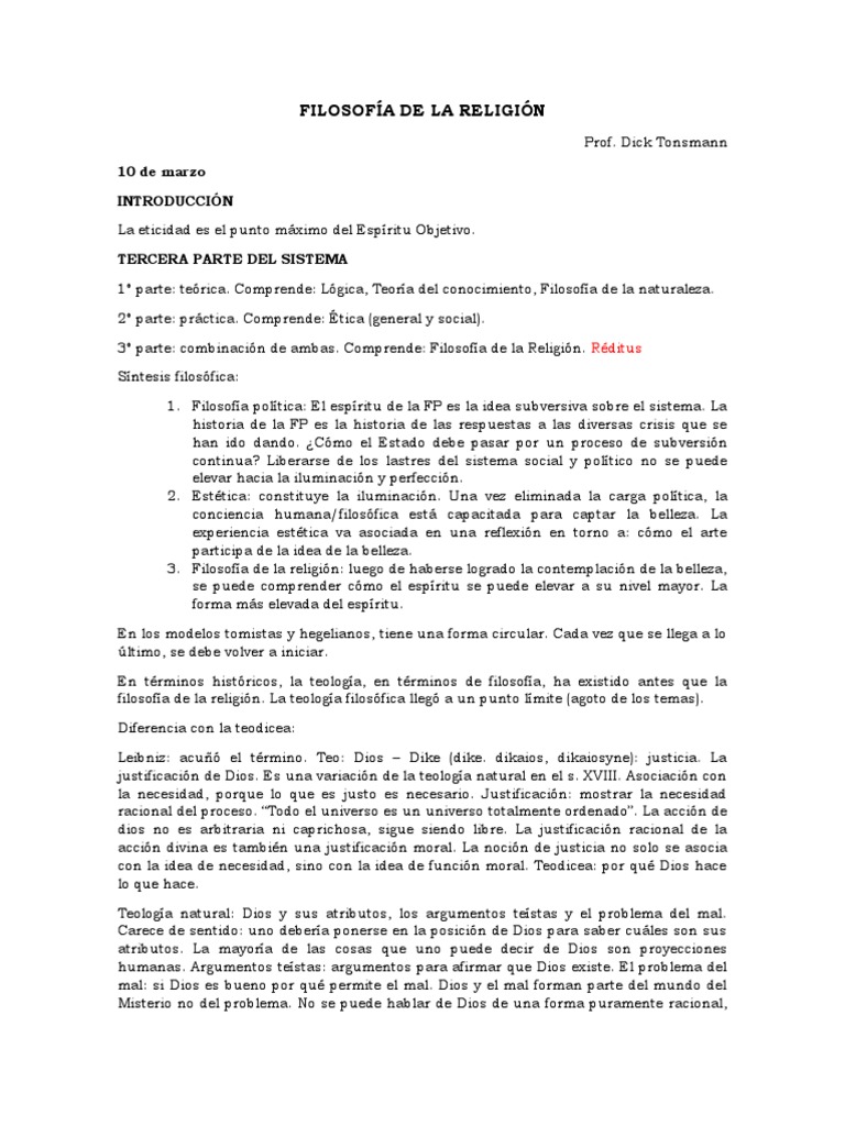 Filosofía de la Religión: Análisis y Crítica | PDF | Immanuel Kant | Dios
