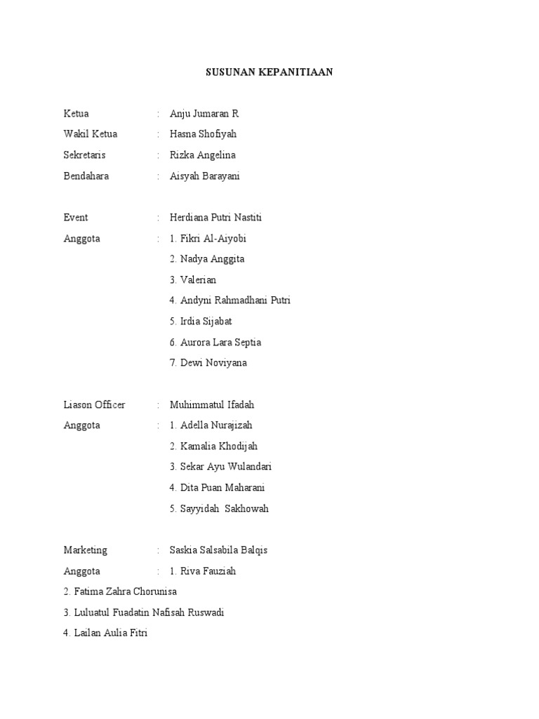 Susunan Kepanitiaan IMConnect-1 | PDF