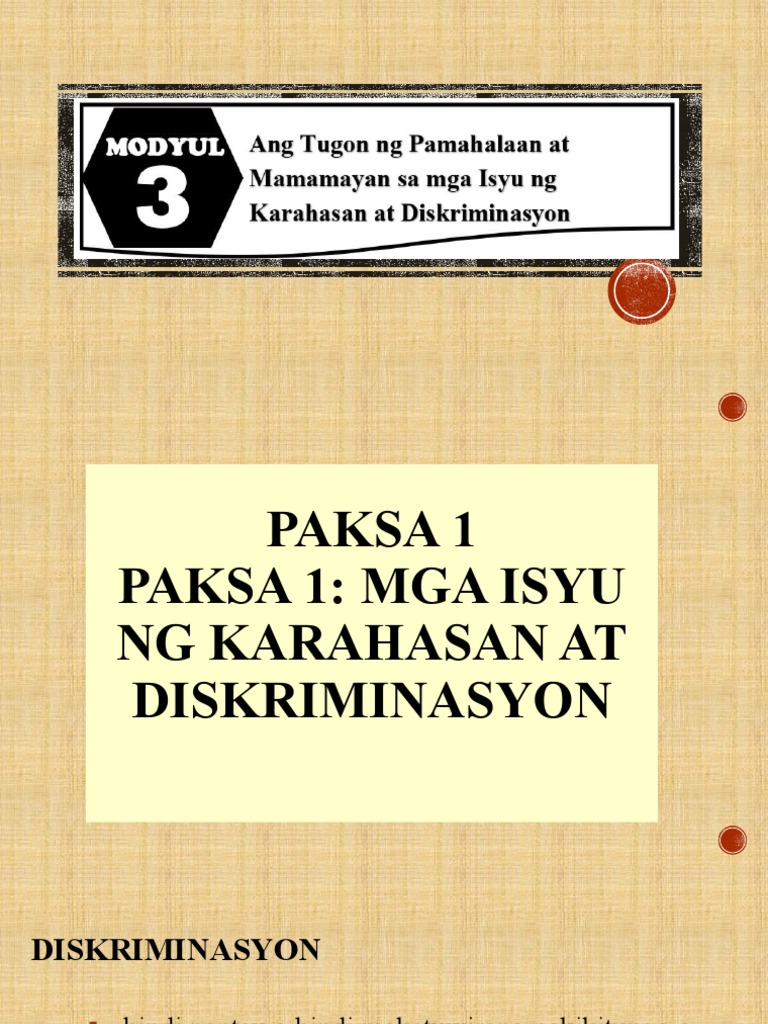 Mga Salik Na Nagiging Dahilan NG Pagkakaroon NG Diskriminasyon Sa Kasarian | PDF