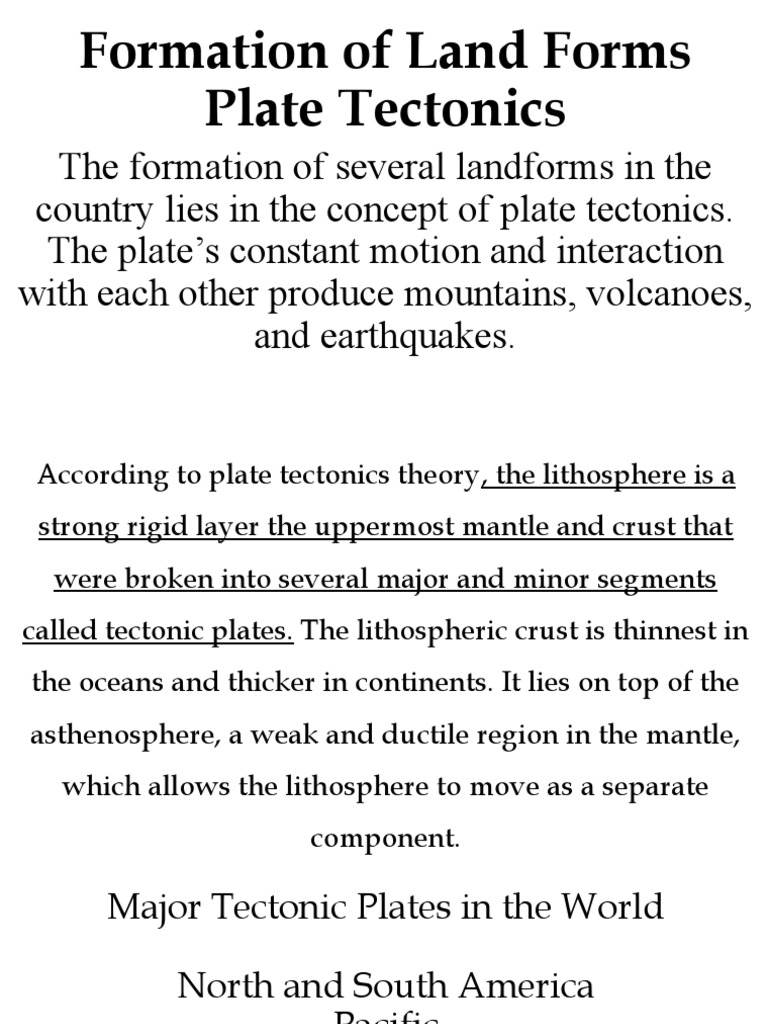Formation of Land Forms | PDF | Plate Tectonics | Geology