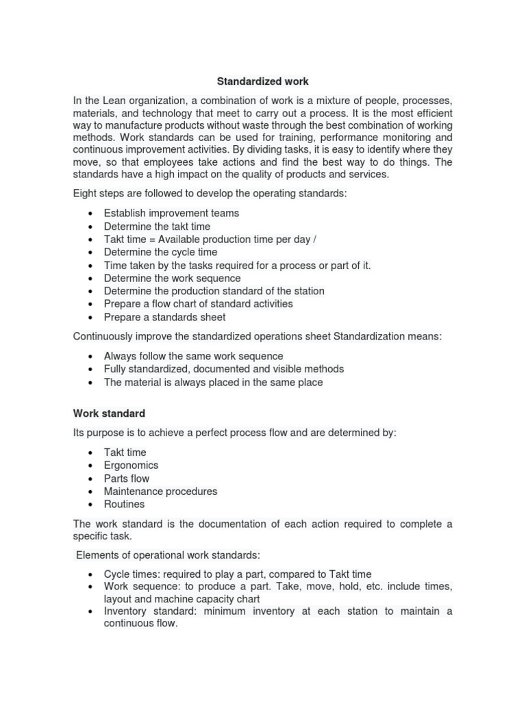 Standardized Work | PDF | Lean Manufacturing | Economies