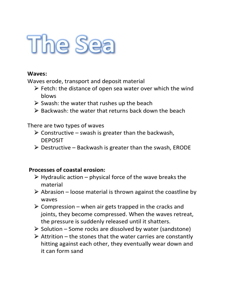 Geography The Sea | PDF | Erosion | Beach