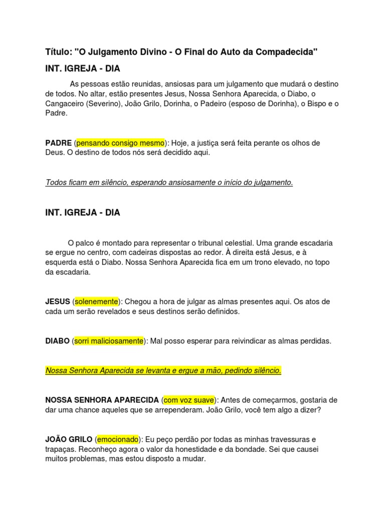 Roteiro Auto Da Compadecida | PDF | Jesus | Diabo