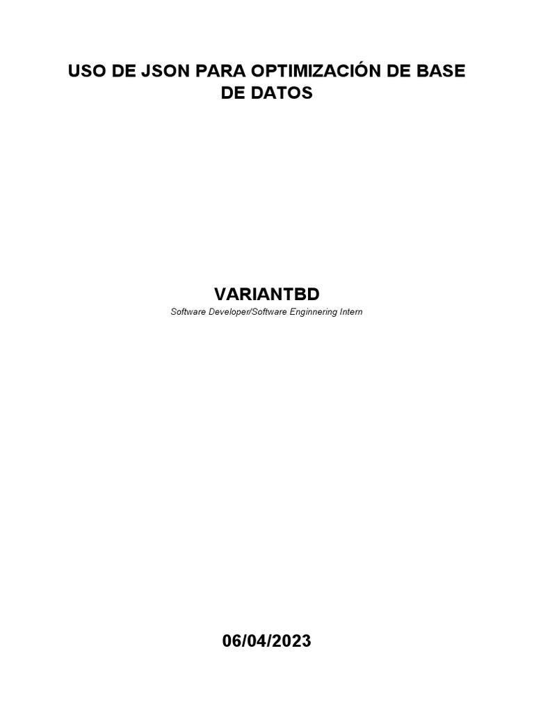 Uso de Json para Optimizacion de Base de Datos | PDF | Json | Lenguaje ...