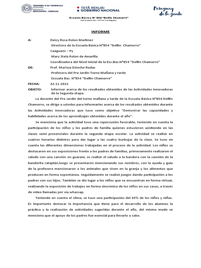 Informe Feria | PDF | Aprendizaje | Modificación de comportamiento