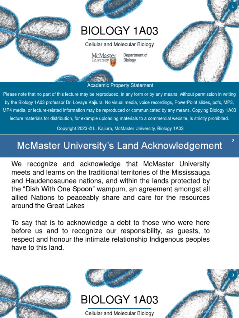 W2023 BIO 1A03 DR Kajiura's Theme 5 M1 & M2 Applied Lecture | PDF | Chromosome | Cell Nucleus