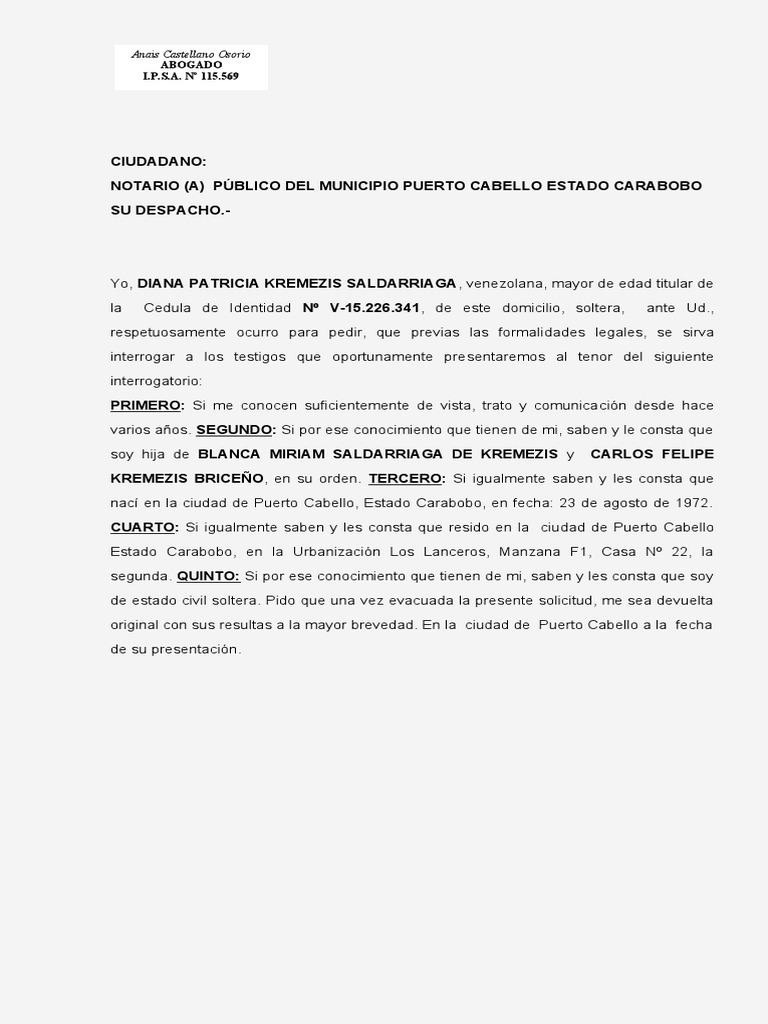 Carta Solteria | PDF