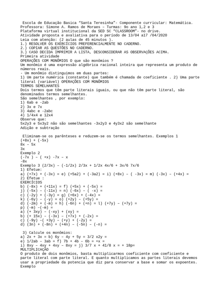 Texto | PDF | Conceitos matemáticos | Notação matemática