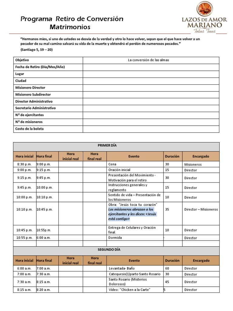 Programa Retiro Matrimonios. Equipo Local Matrimonios.1 | PDF | Religiones abrahámicas