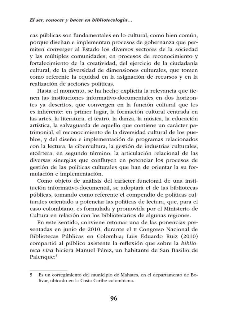 El Ser, Conocer y Hacer en Bibliotecología / Ciencia de La Información ...