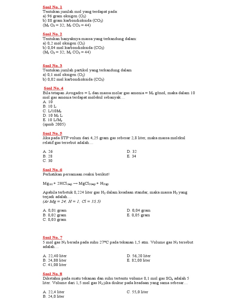 Soal - Soal Konsep Mol | PDF