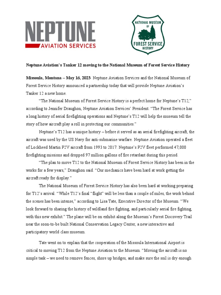 Neptune Donates Tanker 12 To The National Museum of Forest Service ...