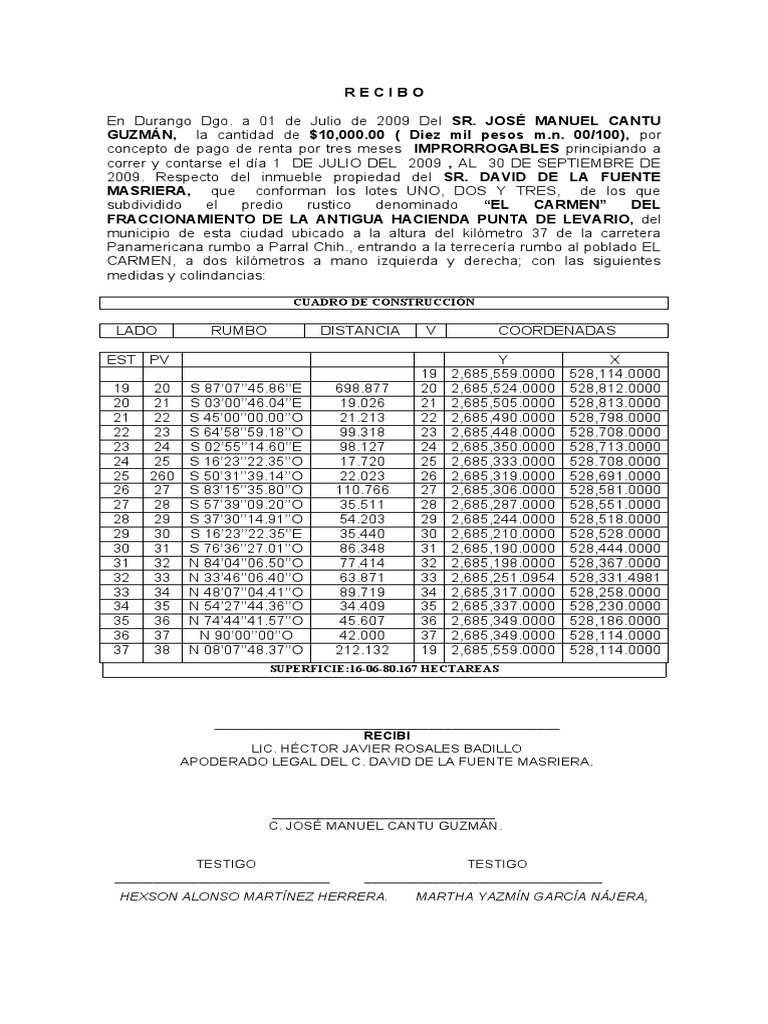 Recibo Pago Renta | PDF