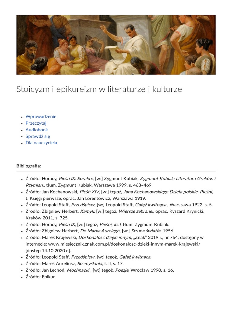 Stoicyzm I Epikureizm W Literatu | PDF