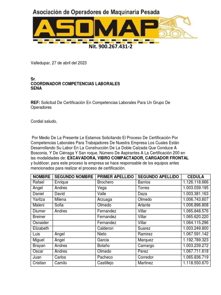 Carta Asomap+sena | PDF