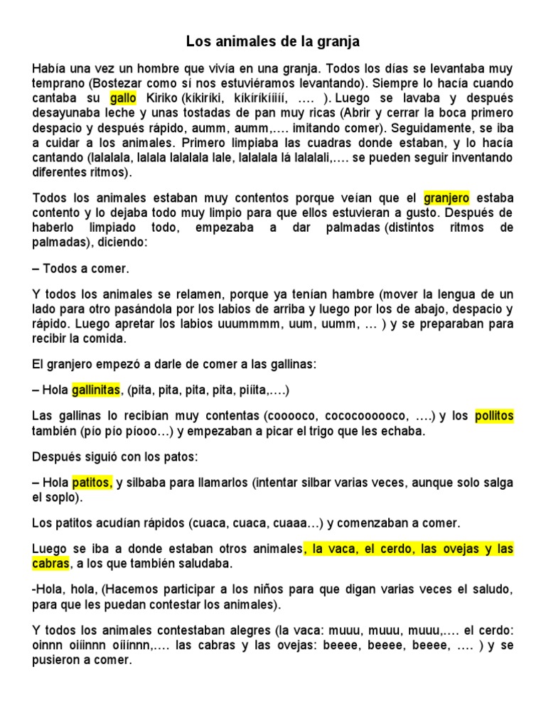 Cuento de los animales de la granja | PDF