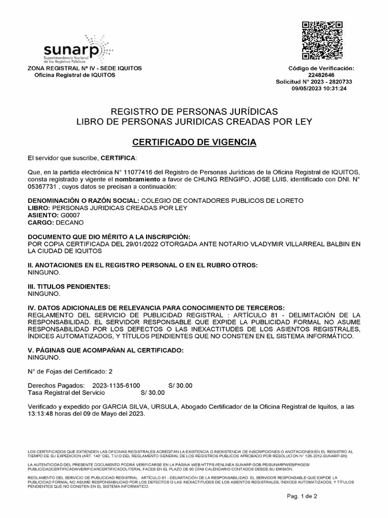 Documento Sunarp | PDF