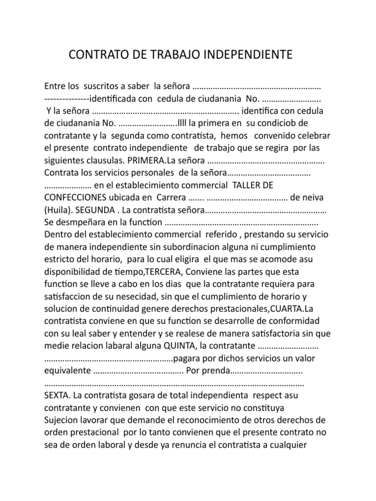 Contrato de Trabajo Independiente | PDF | Justicia | Crimen y violencia
