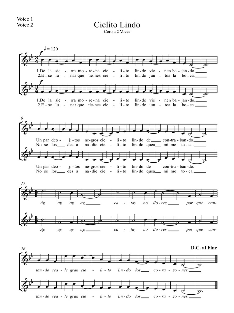 Cielito Lindo - Voice 1, Voice 2 | PDF