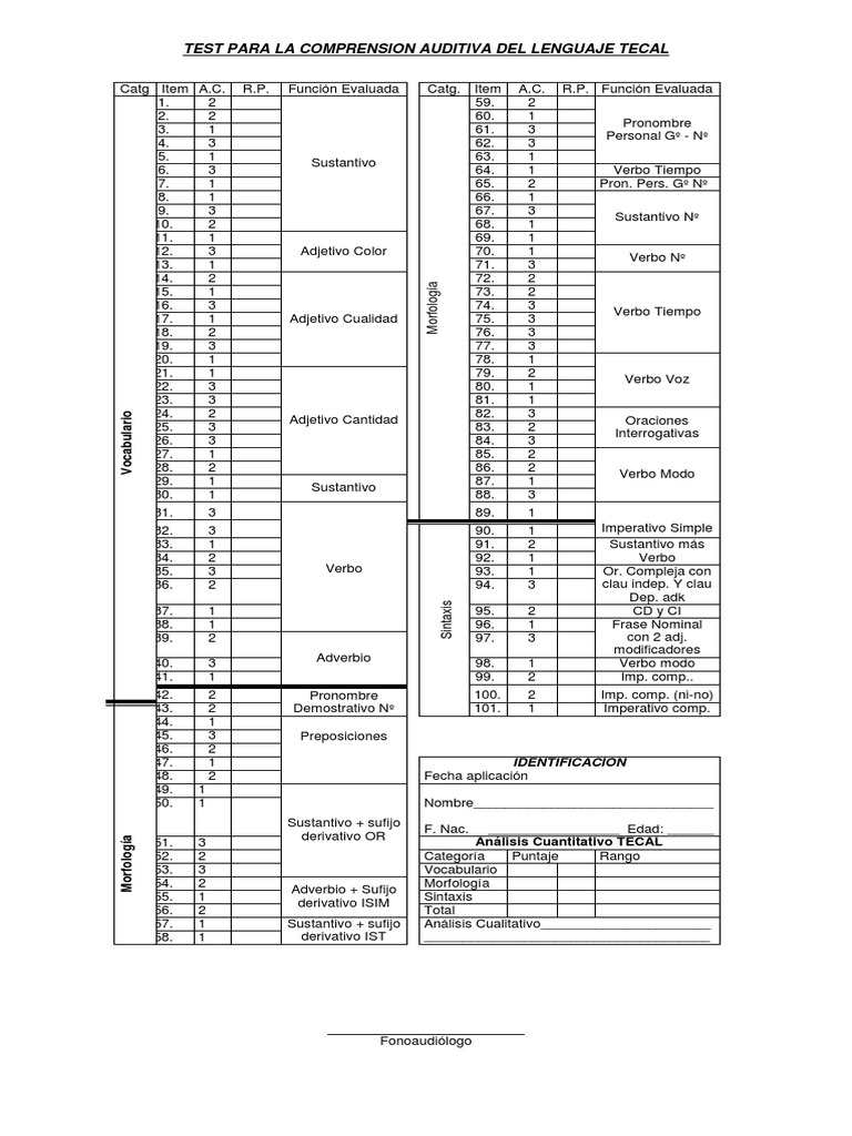 TECAL | PDF | Mecánica del lenguaje | Unidades Semánticas