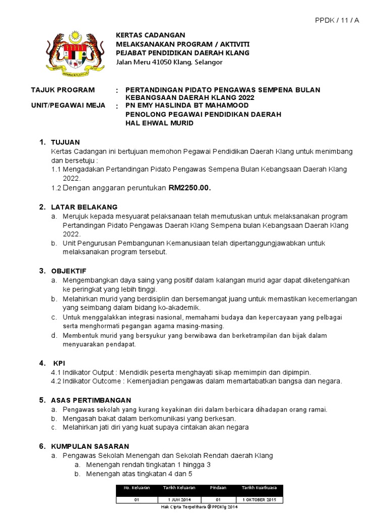 Kertas Kerja Pidato Pengawas 2022 | PDF