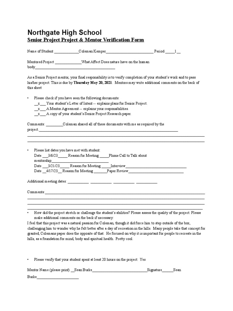 6-Project Mentor Verification Form Final | PDF | Reason