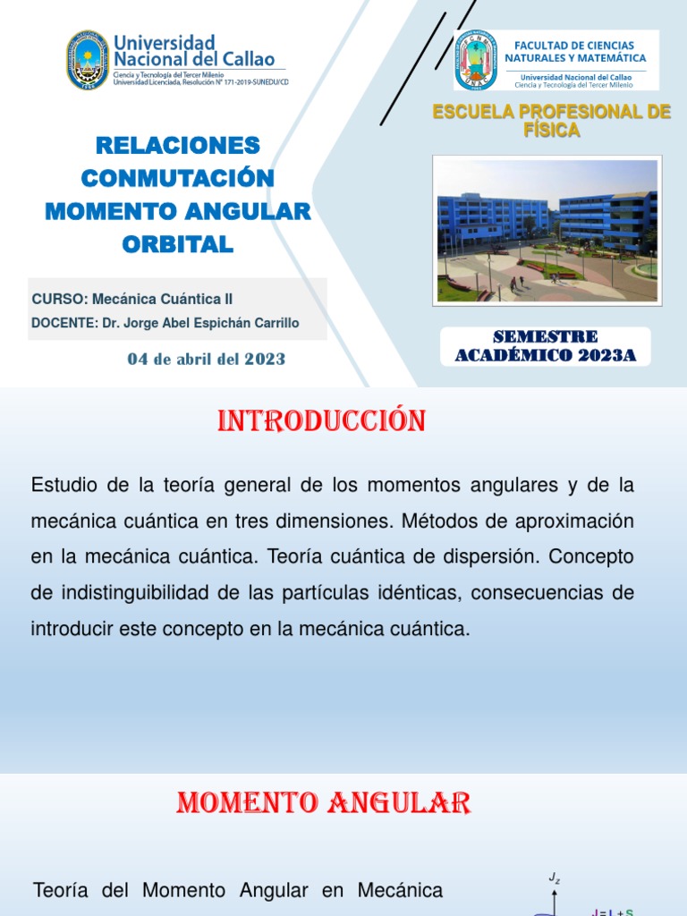 Sesión 2 Relaciones de Conmutación Momento Angular Orbital | PDF | Momento angular | Orbital atómico
