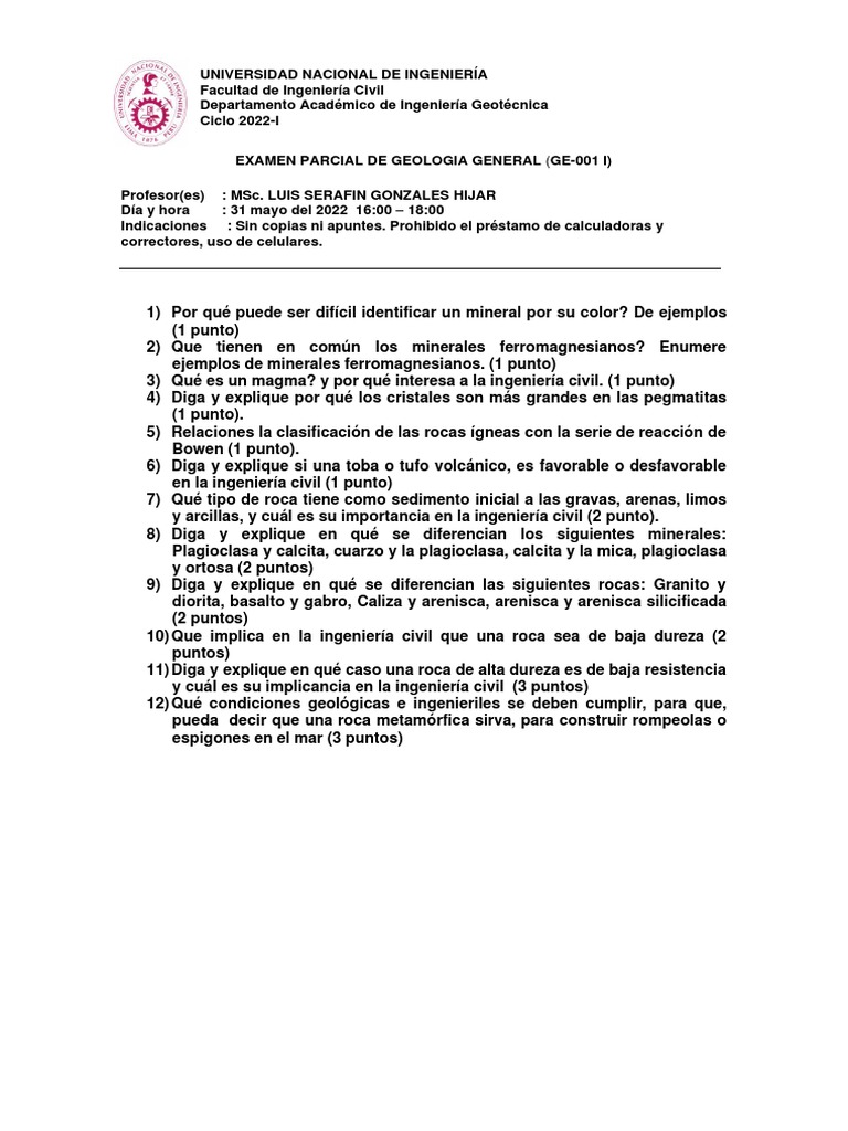 Examen Parcial Ge 001 I 2022-1 | PDF Examen Parcial Ge 001 I 2022-1 | PDF