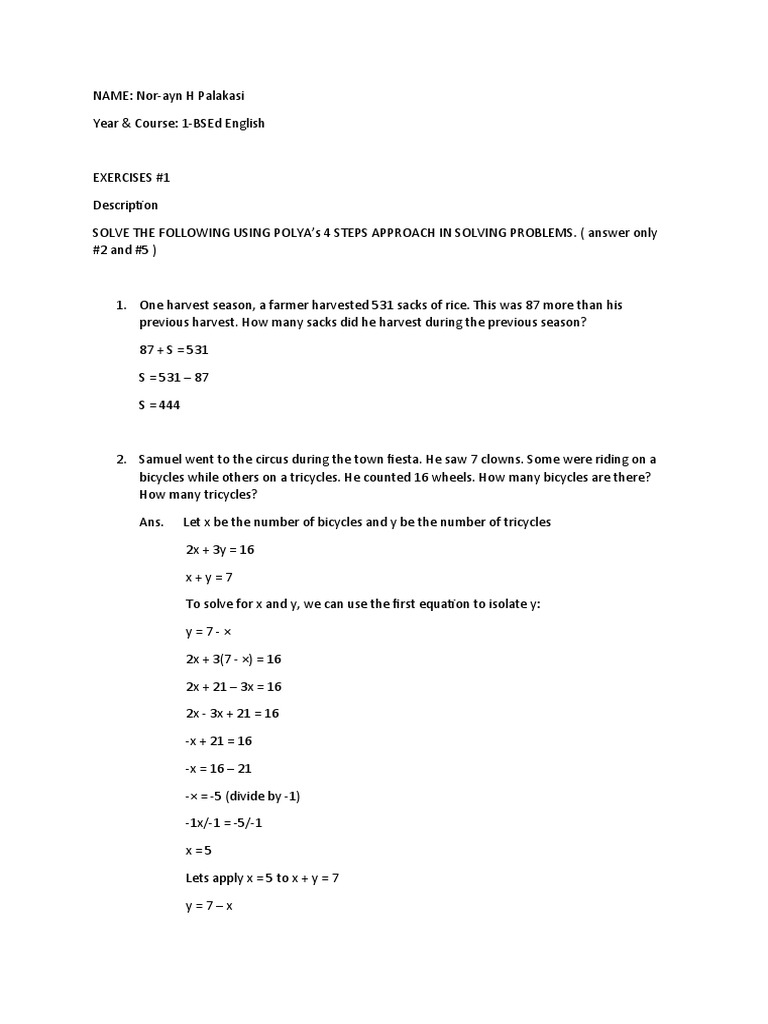 Answer Sa Math | PDF | Mathematics