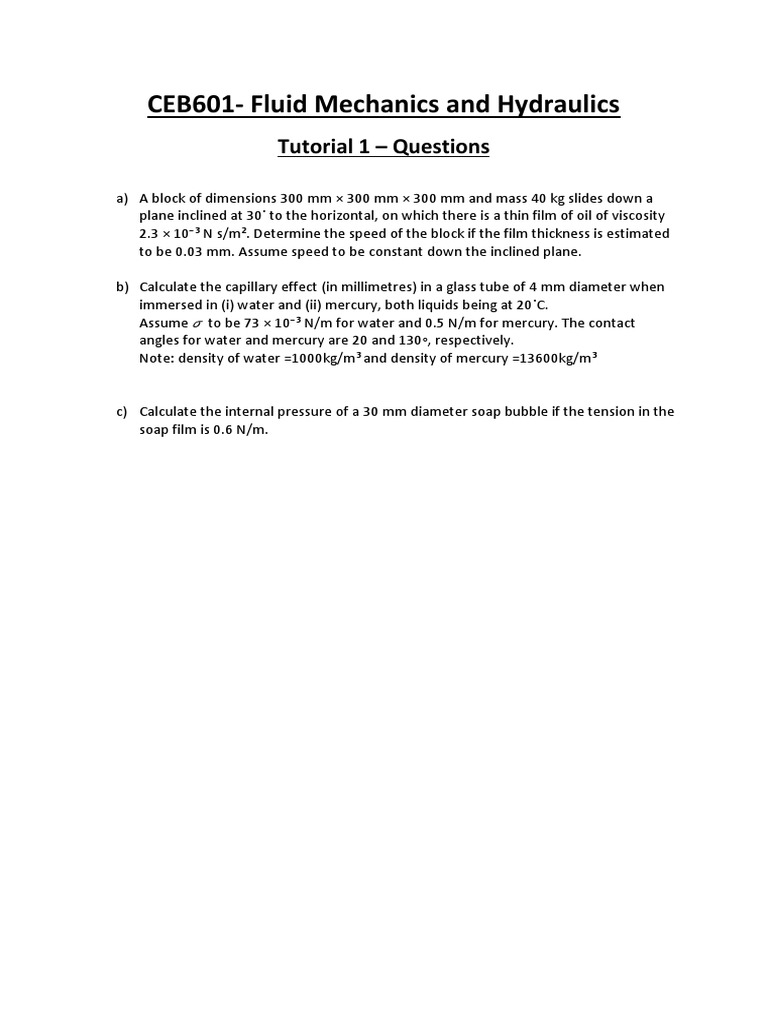 Tutorial 1 Questions Pdf Science And Mathematics 