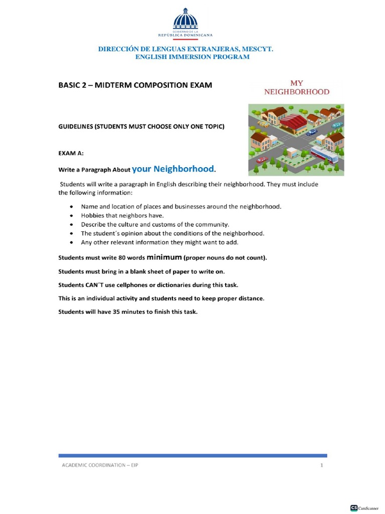 DG - Basic 2 - Midterm Writing Exam 2023 BBB | PDF