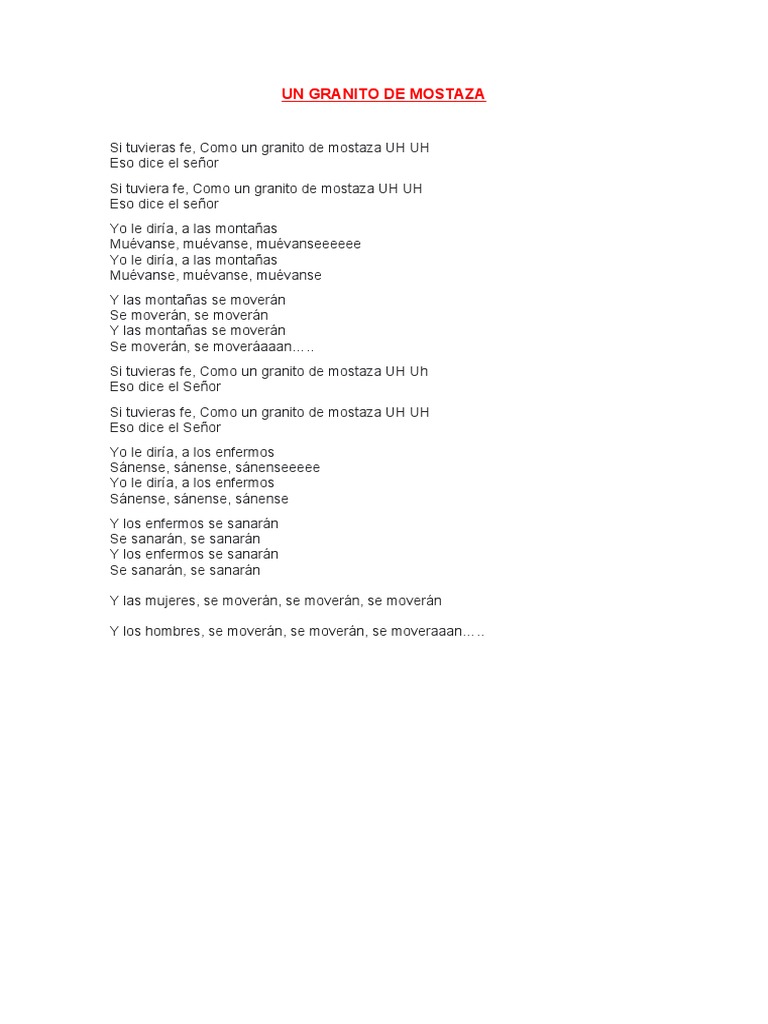 Cancion - Un Granito de Mostaza | PDF Cancion - Un Granito de Mostaza | PDF