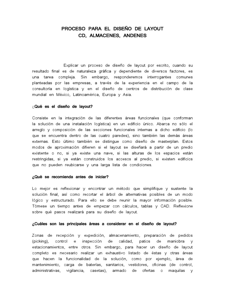 Proceso para el diseño del LayOut del CEDI | PDF | Diseño | Máquina ...