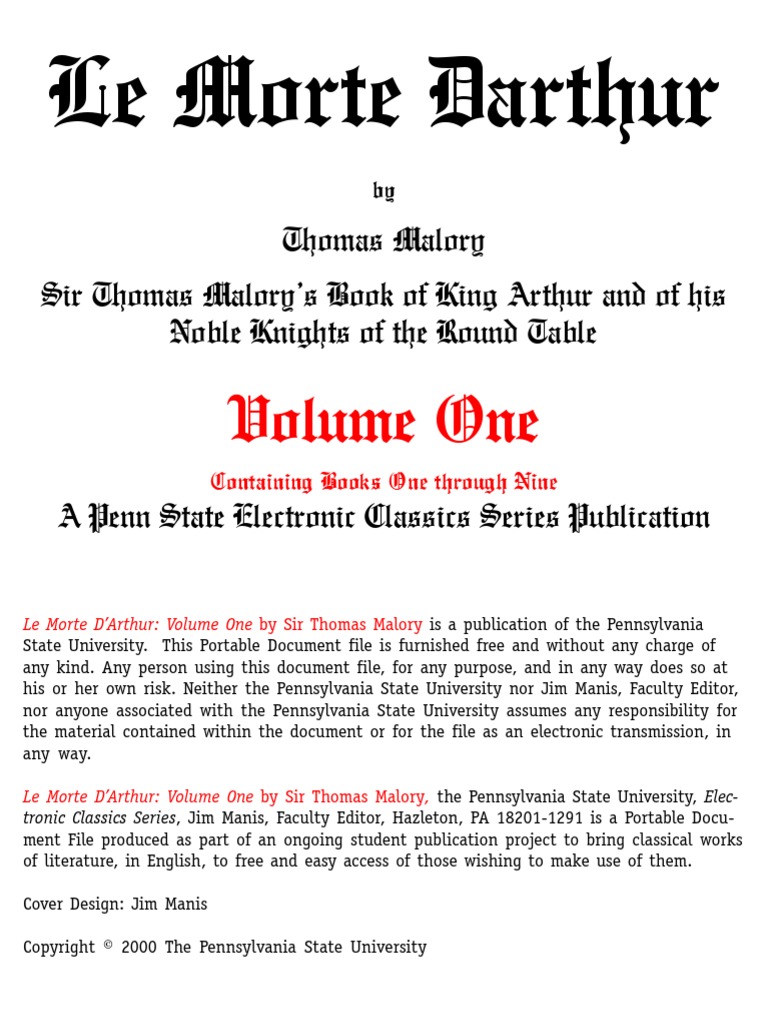 Le Morte Darthur - SirThomas Malory Volume 1 | PDF | History