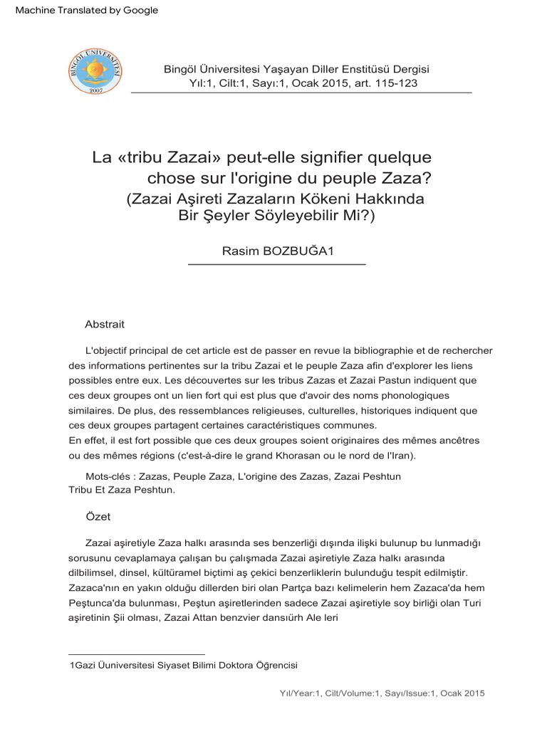 Can ___Zazai Tribe___ Mean Anything About the Origin of Zaza People ...