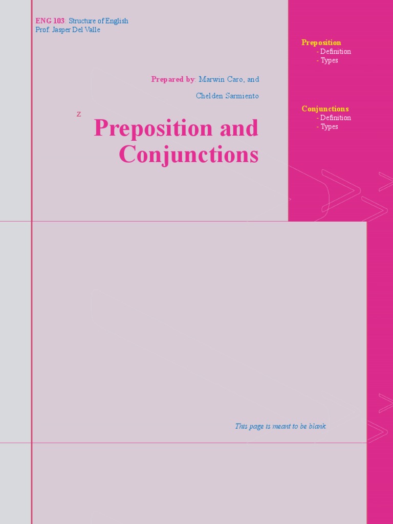 Preposition and Conjunctions | PDF | Preposition And Postposition ...