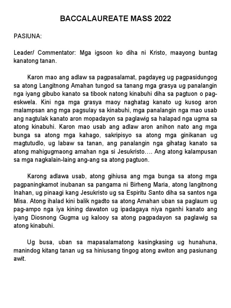 Baccalaureate Mass 2022 | PDF