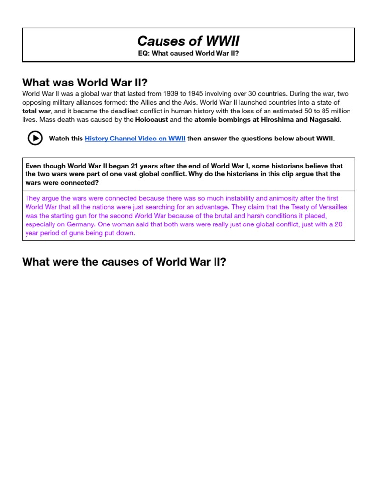 Causes of WWII | PDF