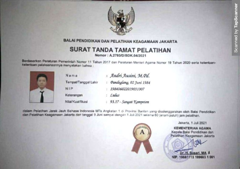 Sertifikat Diklat 2021 | PDF