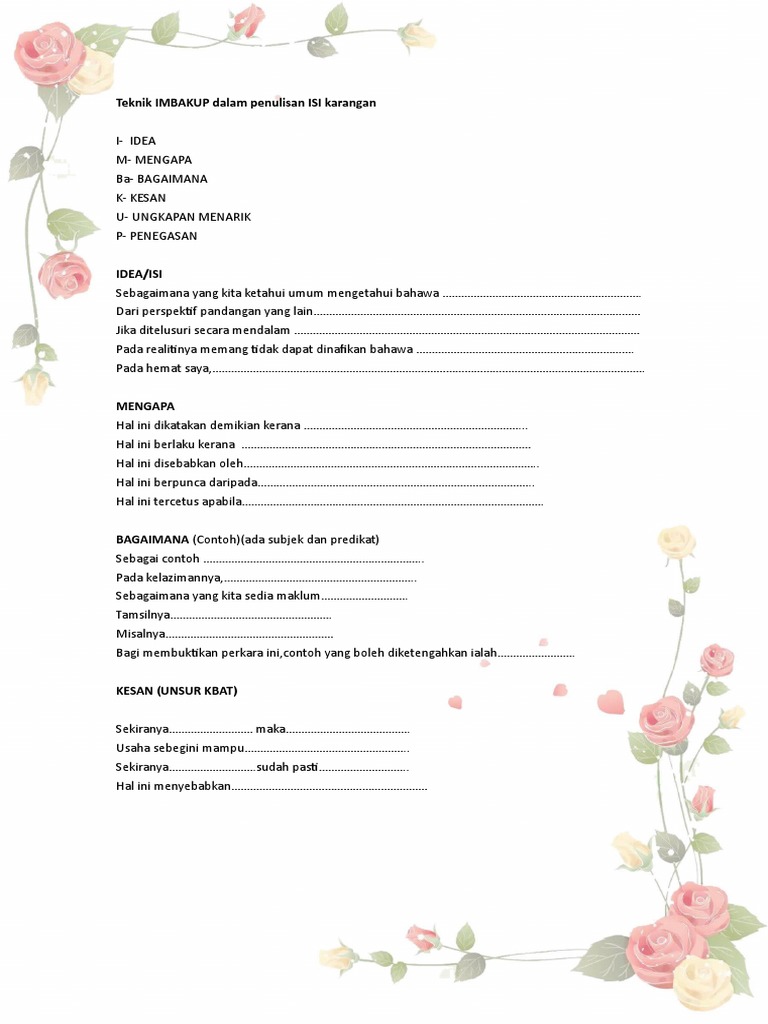Teknik IMBAKUP dalam penulisan karangan | PDF