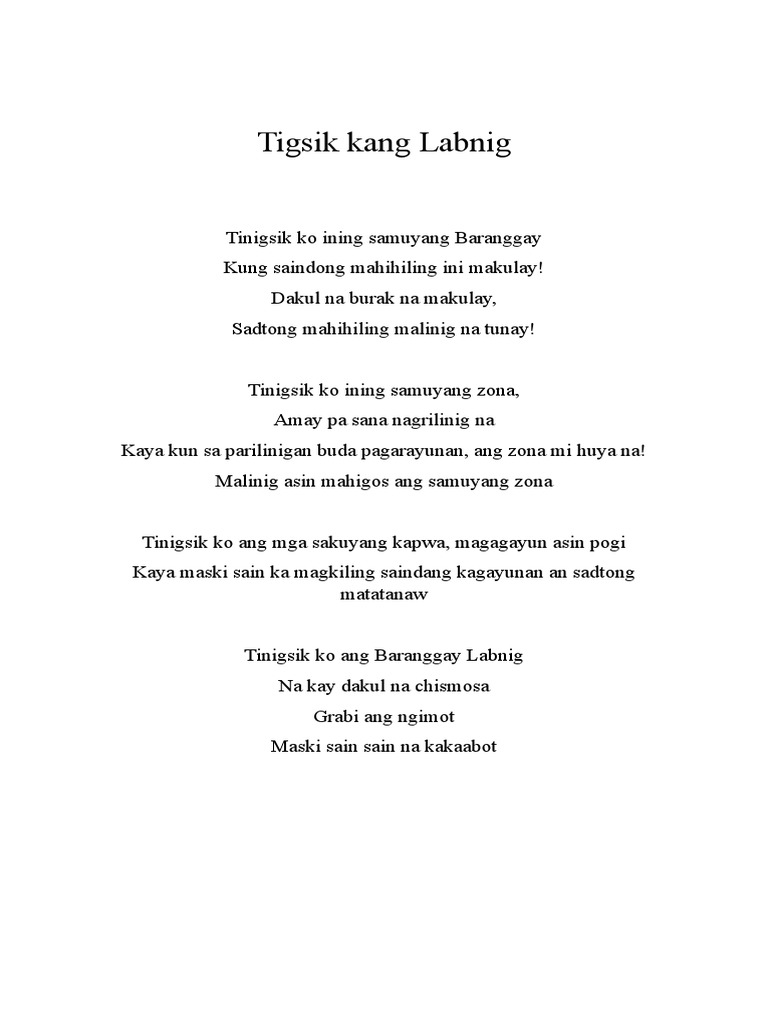 Tigsik Kang Labnig | PDF
