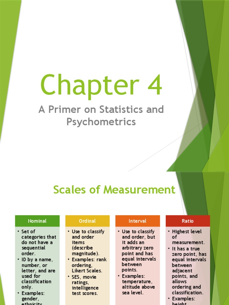 Chapter 4 - Measurement and Statistics | Download Free PDF | Level Of Measurement | Statistics