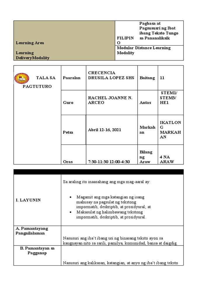 LE 4 PAGBASA at PAGSUSURI | PDF