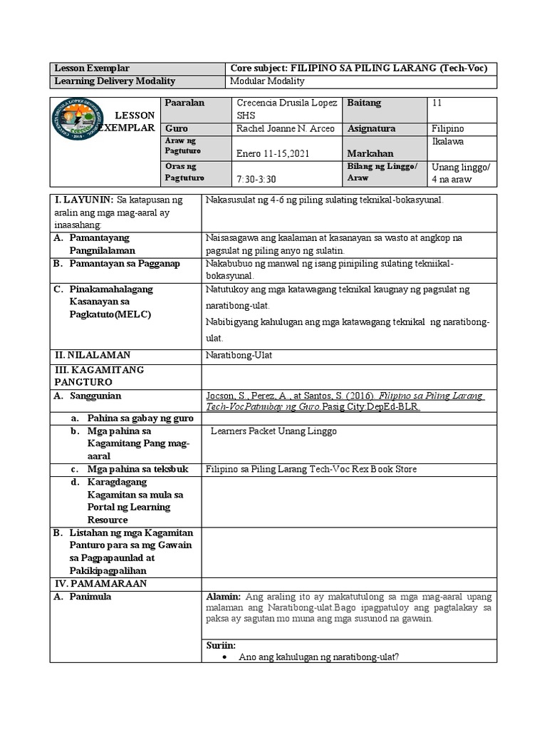 LE-FPL Week 1 - 2ndquarter | PDF